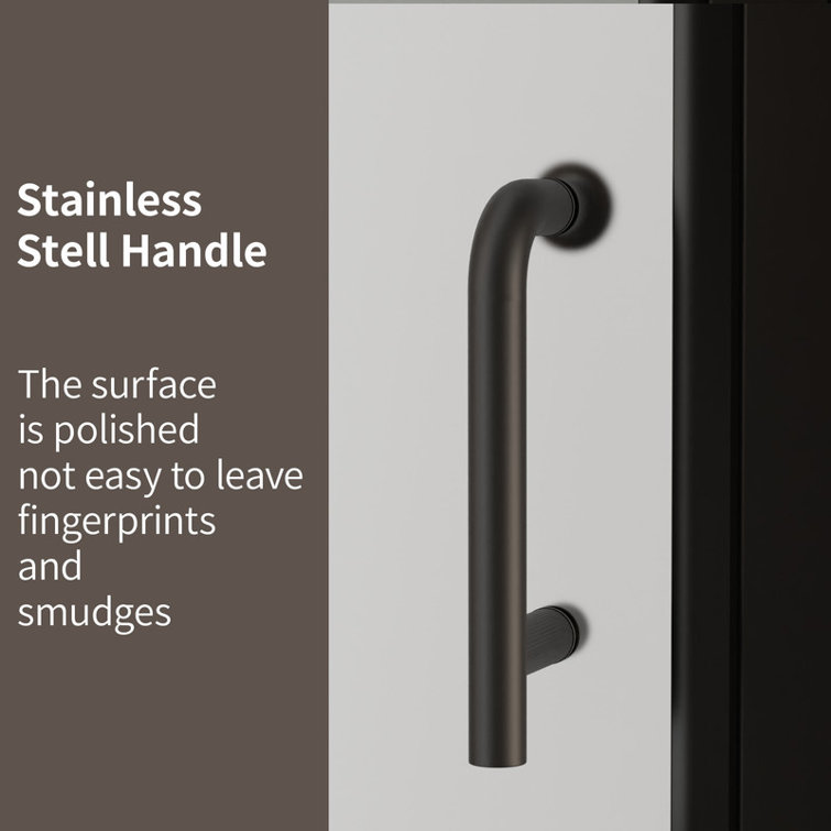 ExBrite 30-31 3/8" W x 72" H Pivot Door Frameless Shower Door with Frosted Glass | Wayfair